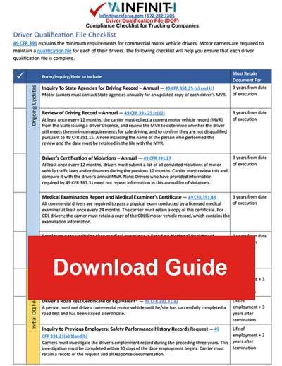 Changes To Driver Qualification File Rules | Infinit-I